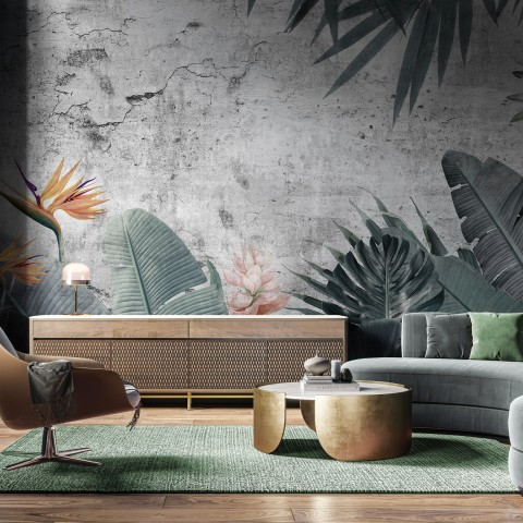 Old Tropical Leaf Wallpaper Mural • Wallmur UK