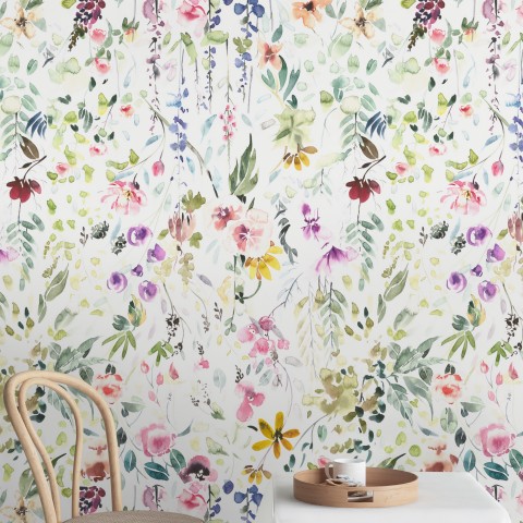 Watercolor Wildflower Wallpaper Mural • Wallmur UK
